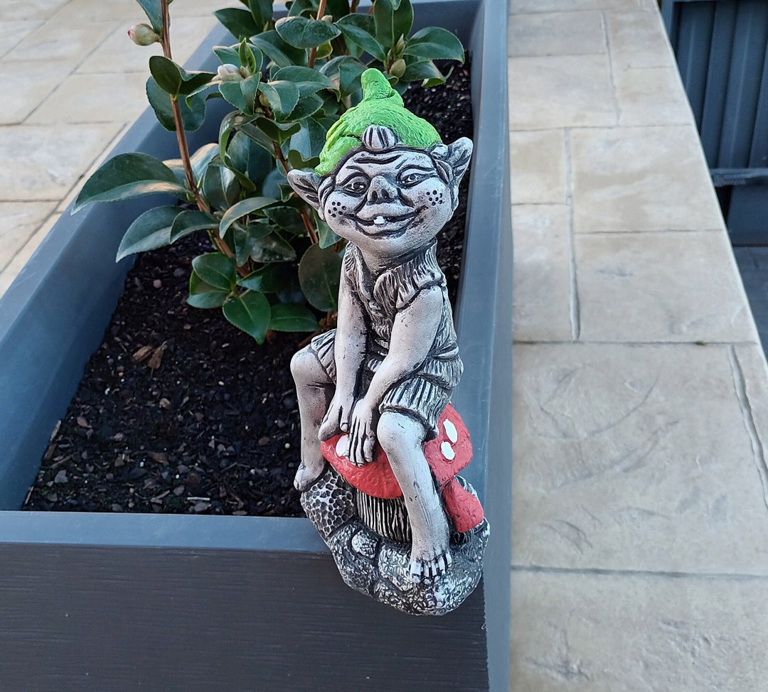 Friendly Troll Stone Sculpture.concrete Troll Garden Statue.outdoor ...