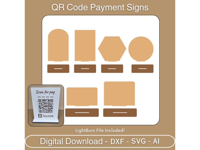 QR Code Payment and Social Media Sign Templates - Digital Download ...
