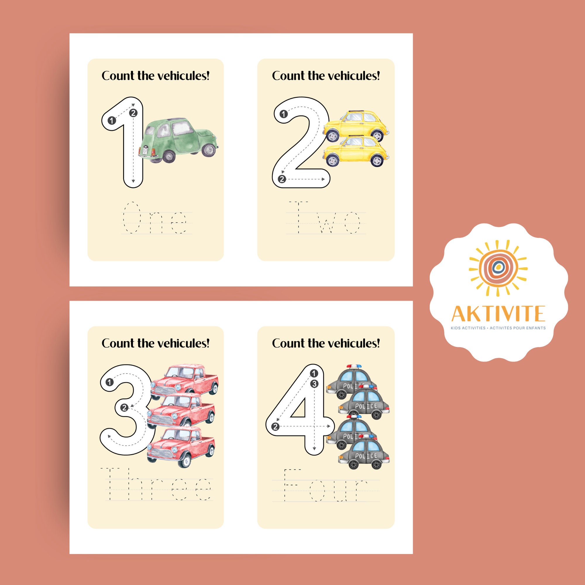Learning Flash Cards Number Activities for Kids Toddler - Etsy