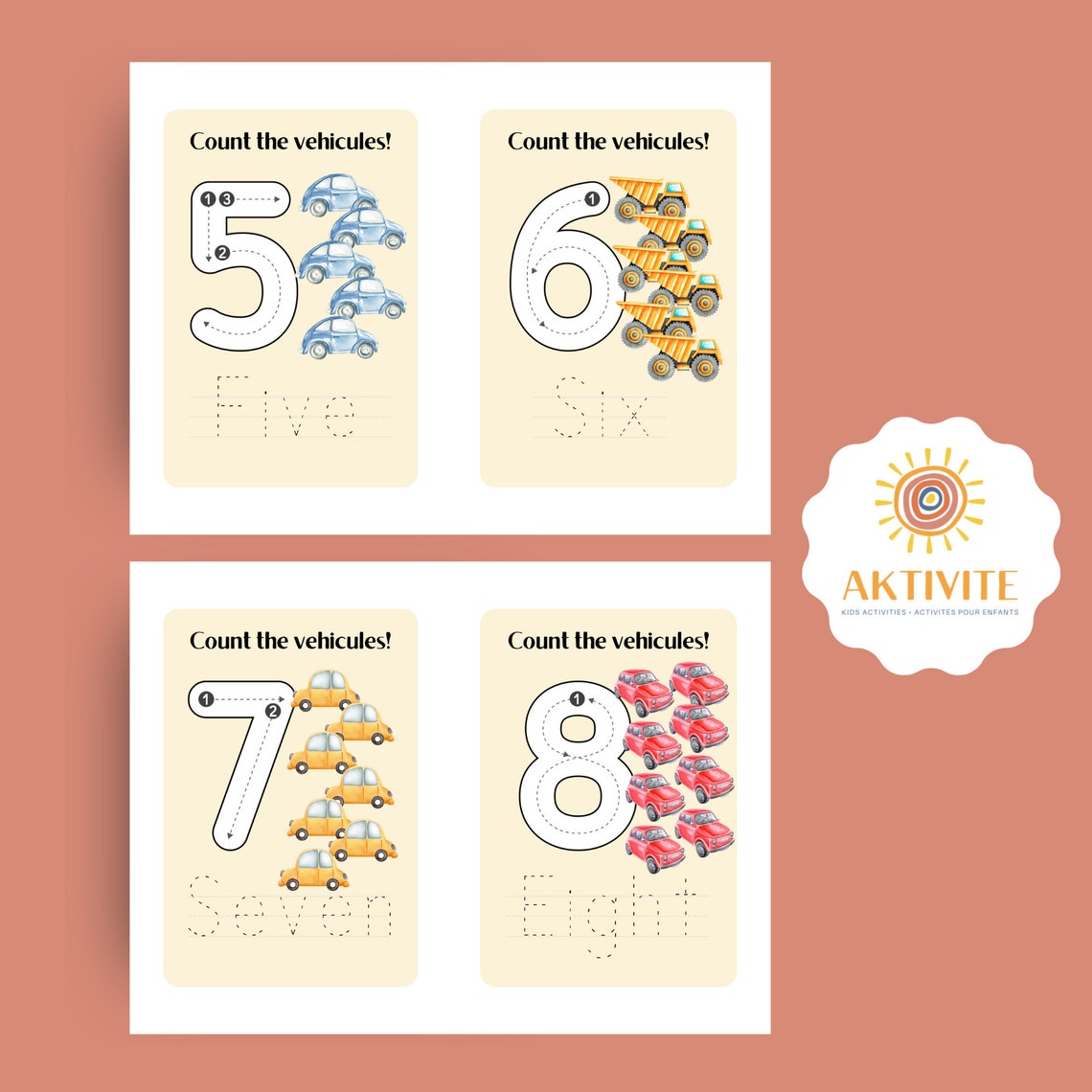 Learning Flash Cards Number Activities for Kids Toddler - Etsy