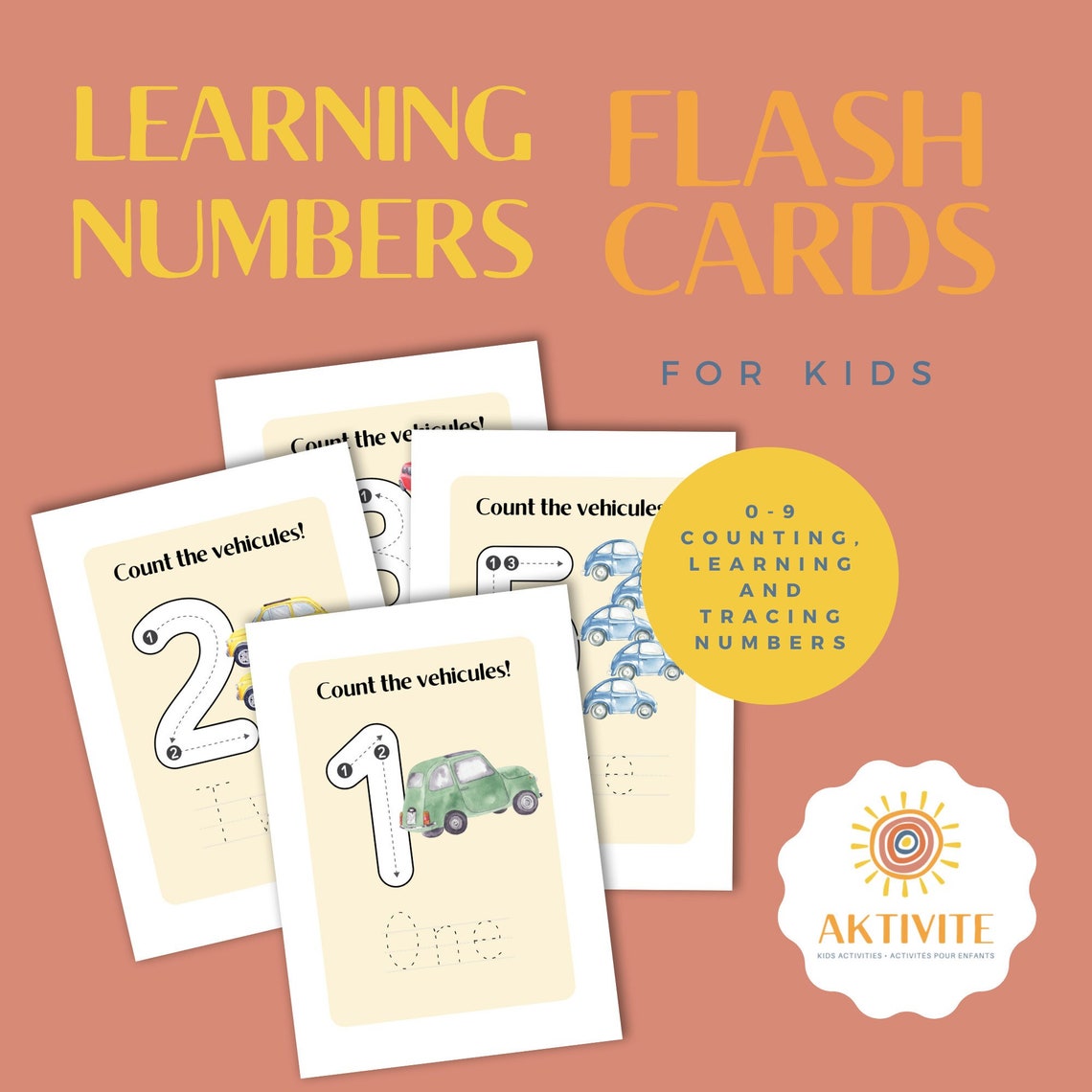 Learning Flash Cards Number Activities for Kids Toddler - Etsy