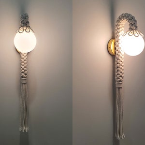 Pensil Macrame Cotton Lamp/ Sconce, Hardwire or Plug-in , Post Modern ...