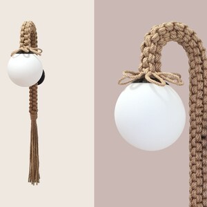Jute Pensil Macrame Cotton Lamp Sculpture, Hardwire or Plug-in , Post ...