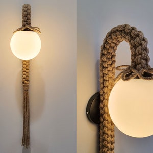 Jute Pensil Macrame Cotton Lamp Sculpture, Hardwire ,plug in Wall ...
