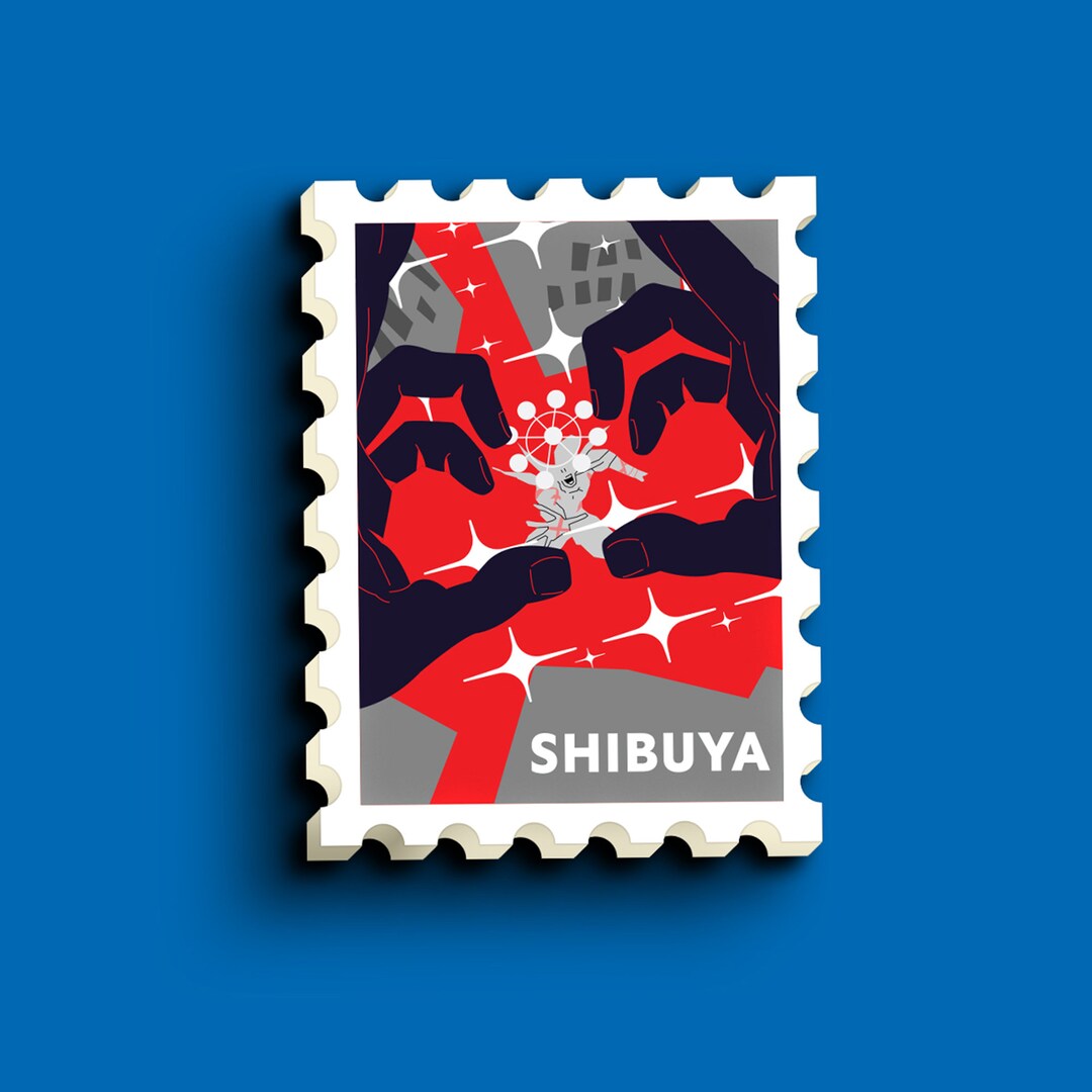 Shibuya Stamp Saga Wooden Postage Stamp Pin Inspired by Spirit Sorcerer ...