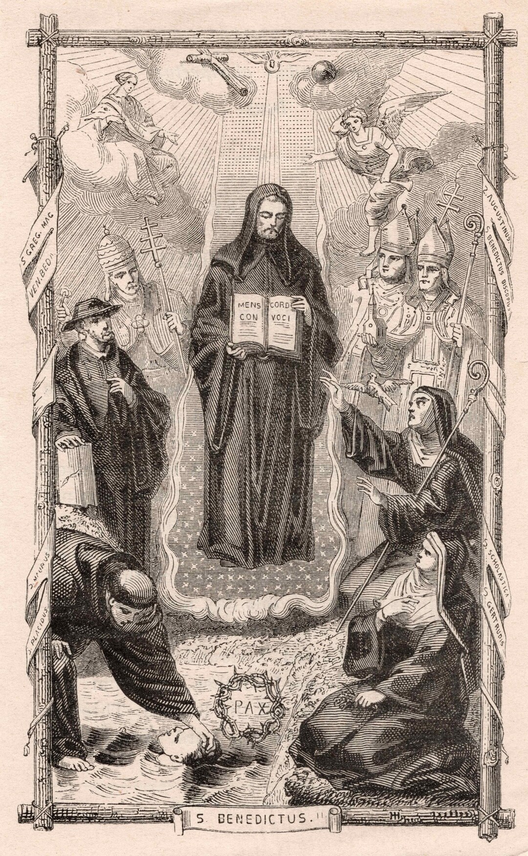 St Benedict Print Antique Holy Card Print Patron of - Etsy
