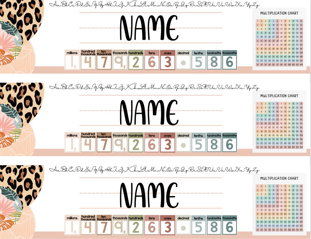 Boho Jungledesk Name Plates Editable - Etsy