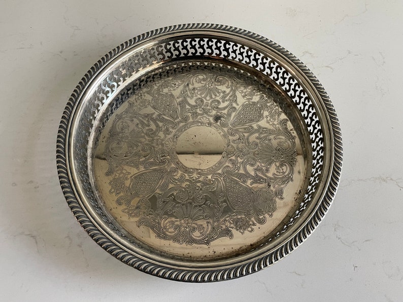 Silver Tray With Laced Edging - Etsy