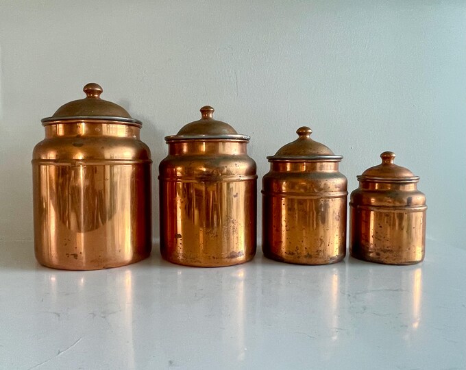 Vintage Copper Canister Set of 4 - Etsy