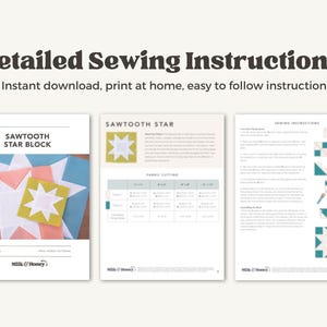 Sawtooth Star Quilt Block PDF Sewing Pattern Quilting for Beginners ...