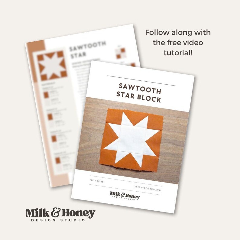 Sawtooth Star Quilt Block PDF Sewing Pattern Quilting for Beginners ...