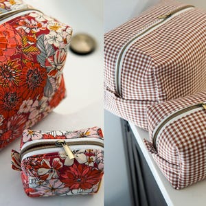 Boxy Makeup Bag PDF Sewing Pattern | 4 Sizes | Quilted Zipper Pouch ...