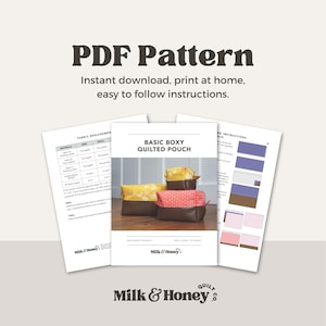 Two-toned Boxy Pouch PDF Sewing Pattern | 4 Sizes | Makeup and Toiletry ...
