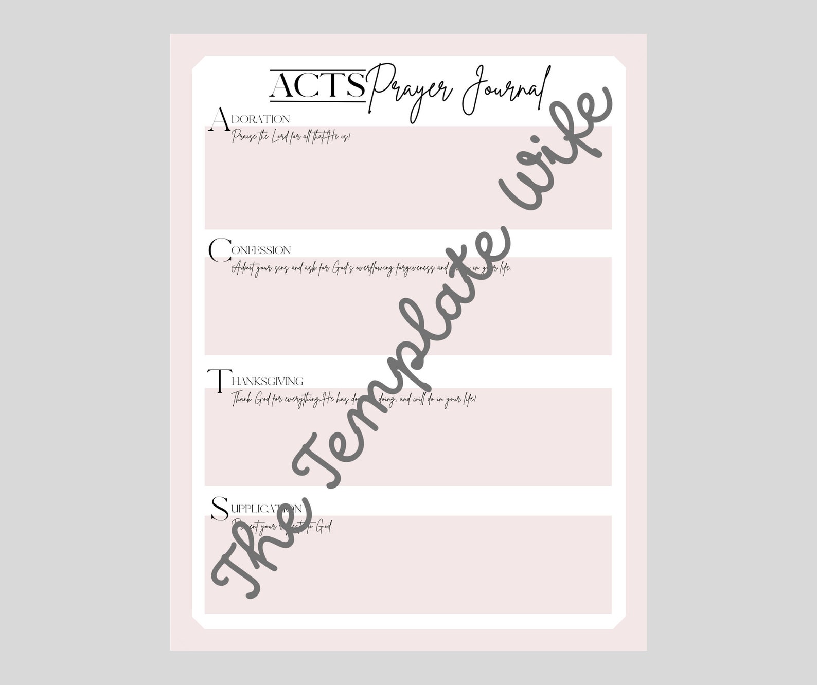ACTS Prayer Journal Printable, Prayer Journal Template, ACTS Prayer ...