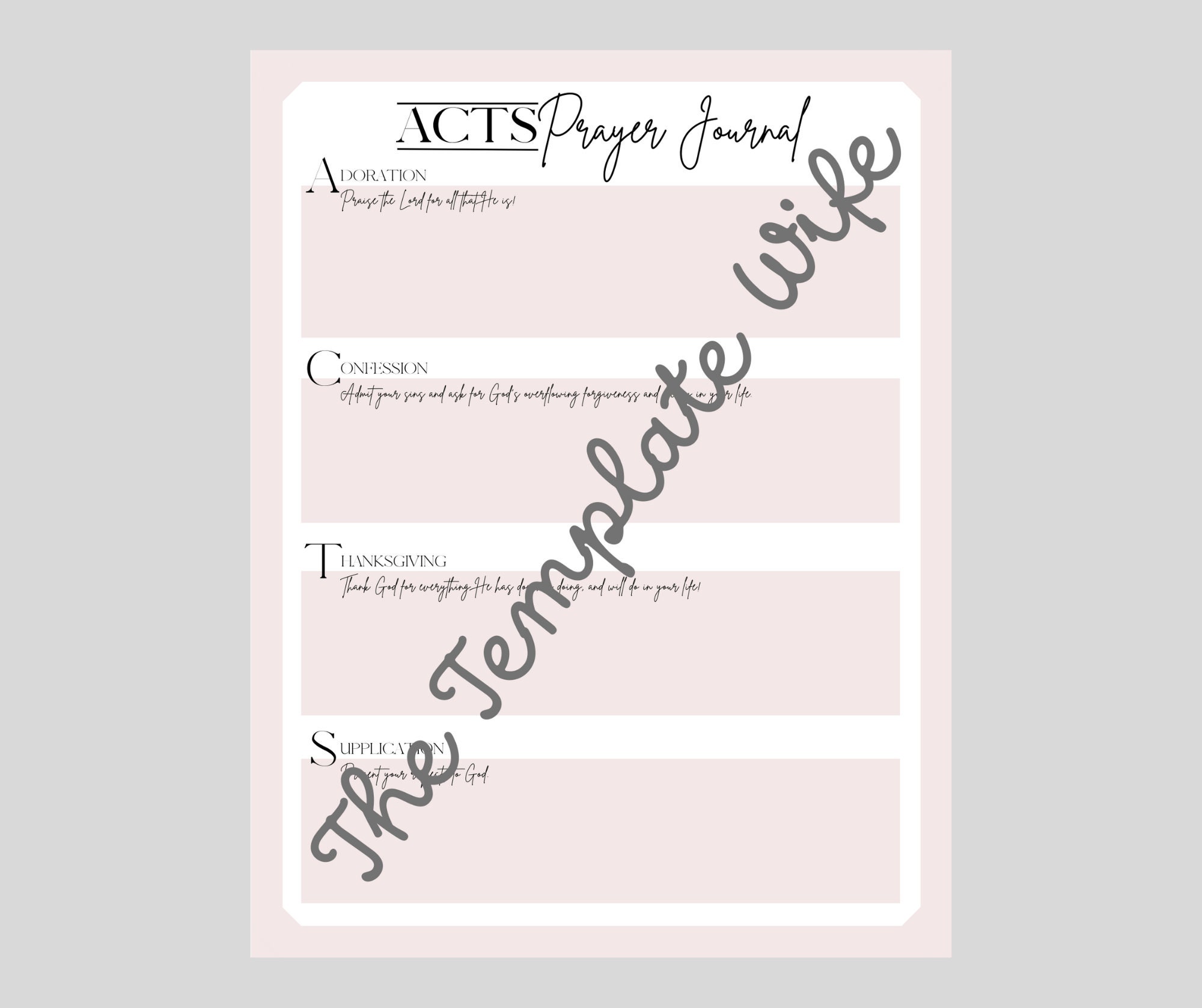 ACTS Prayer Journal Printable, Prayer Journal Template, ACTS Prayer ...