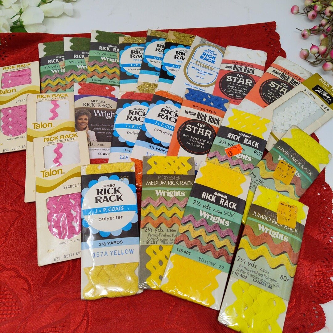 Mixed Lot 23 Vtg Sealed Rick Rack Trims Wrights J&P Coats Seam Binding ...