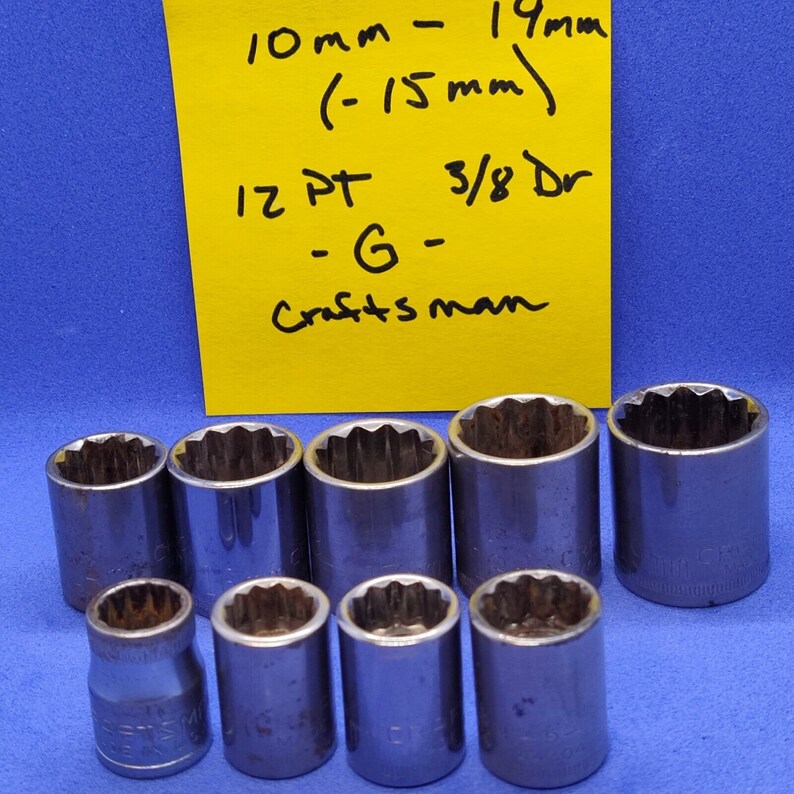 9X Craftsman Vintage Socket Set 3/8" Drive 12 Point 10mm-19mm (-15mm) G ...