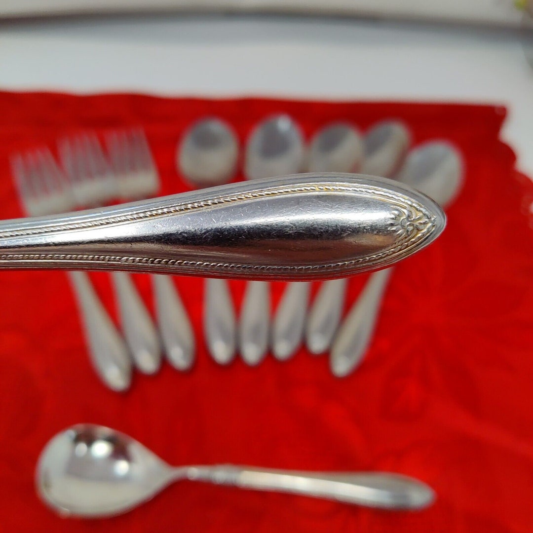 Oneida SHERATON Stainless 5 Teaspoons, 4 Salad Forks & Sugar Cube Mark ...