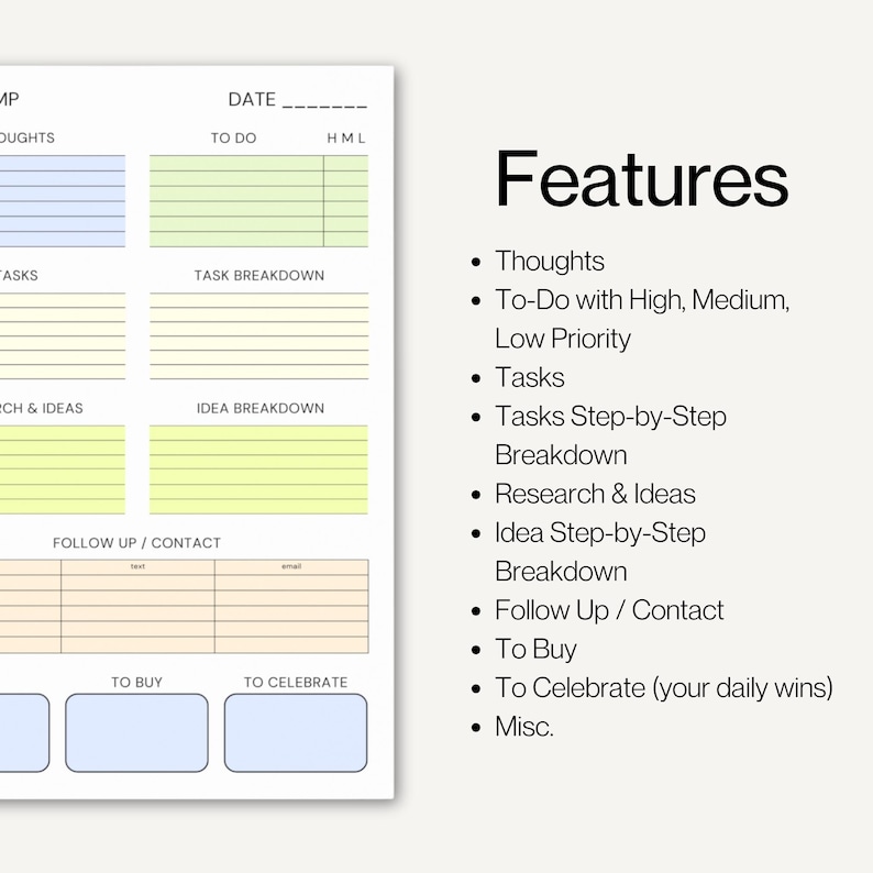 ADHD Brain Dump Planner Notepad: Task Tracker, To-do List Sticky Notes ...