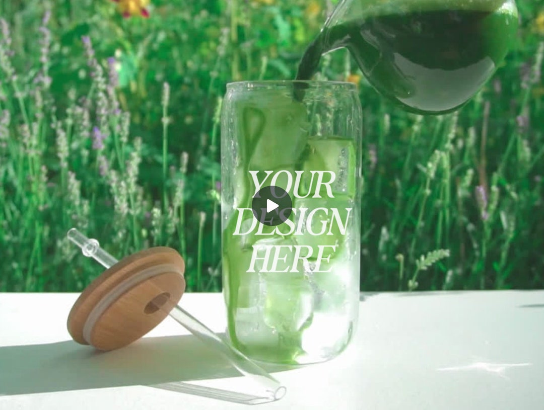 Sipper Glass Mockup Video Drag and Drop for Canva 16oz Libbey Cup Glass ...