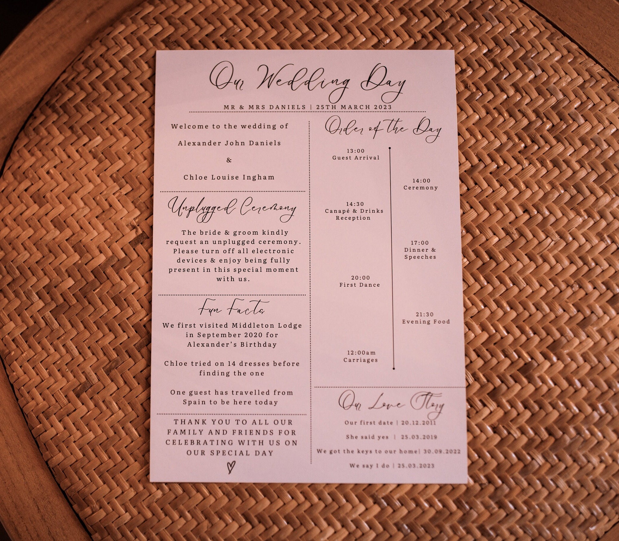 Wedding Program Template | Order of the Day |wedding Timeline ...
