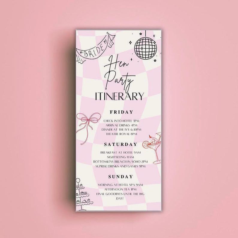 Hen Party Invite and Itinerary | Editable Canva Template | Ideal for ...