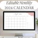 Simple 2024 Canva Calendar Template 100% Editable - Etsy