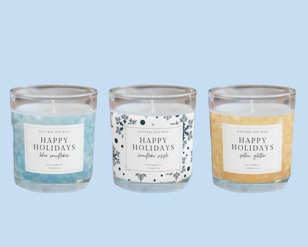 Winter Candle Label Template, Christmas Candle Template Design ...