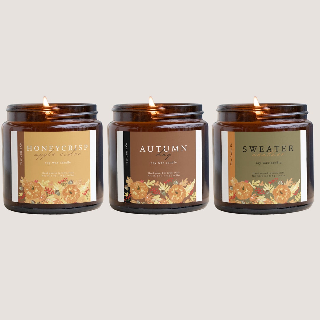 Fall Candle Label Template Canva, Modern Candle Template Design ...