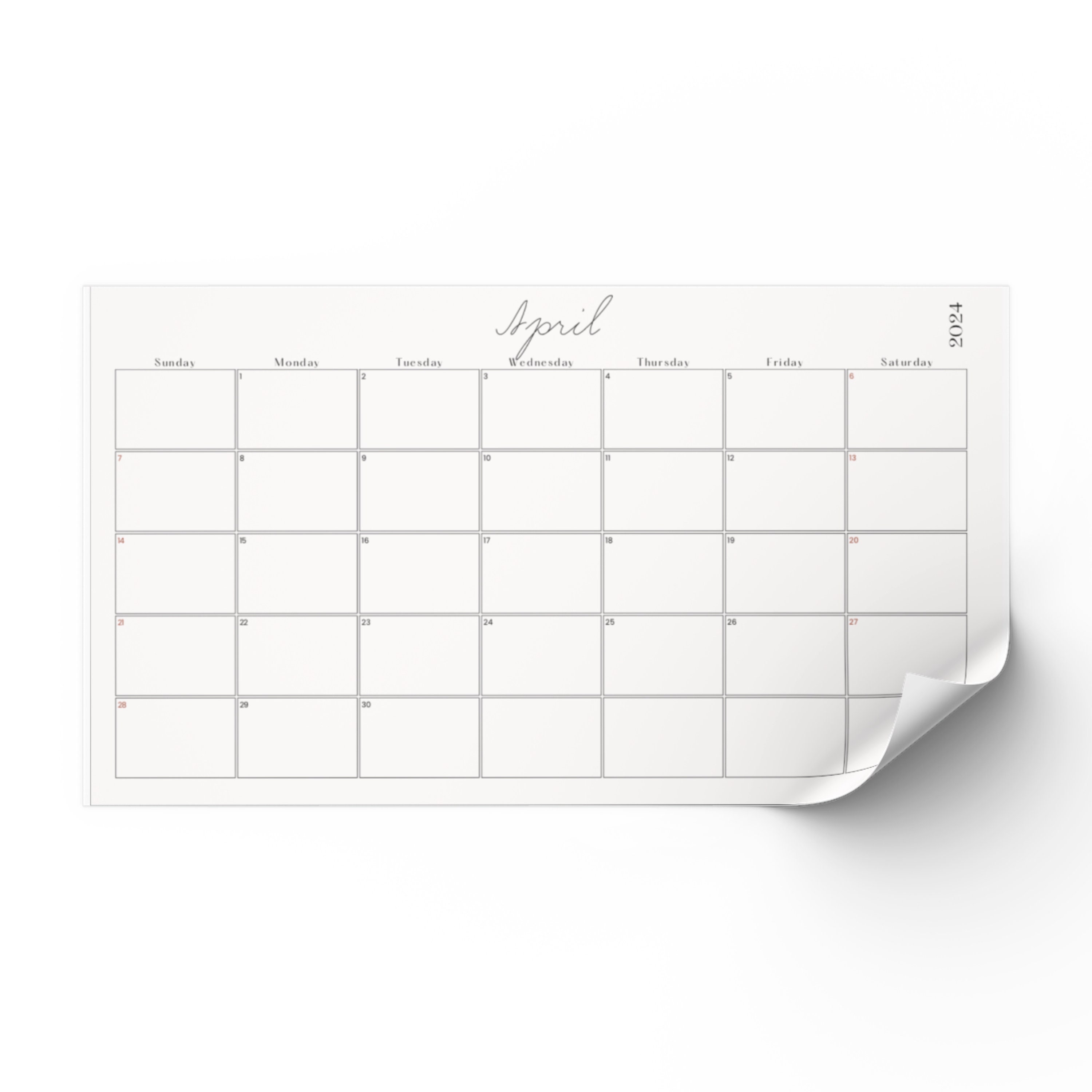 Simple 2024 Canva Calendar Template 100% Editable - Etsy