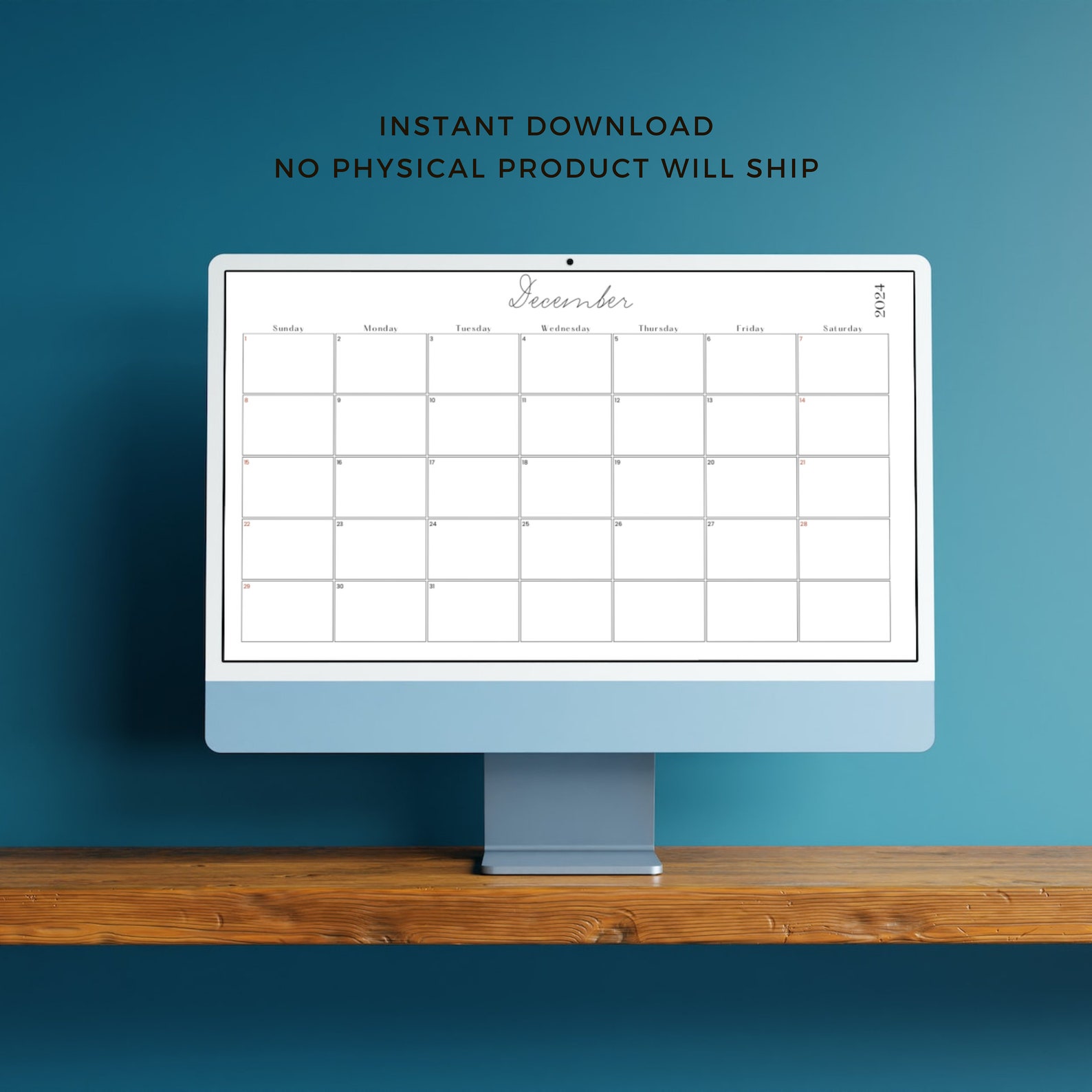 Simple 2024 Canva Calendar Template 100% Editable - Etsy