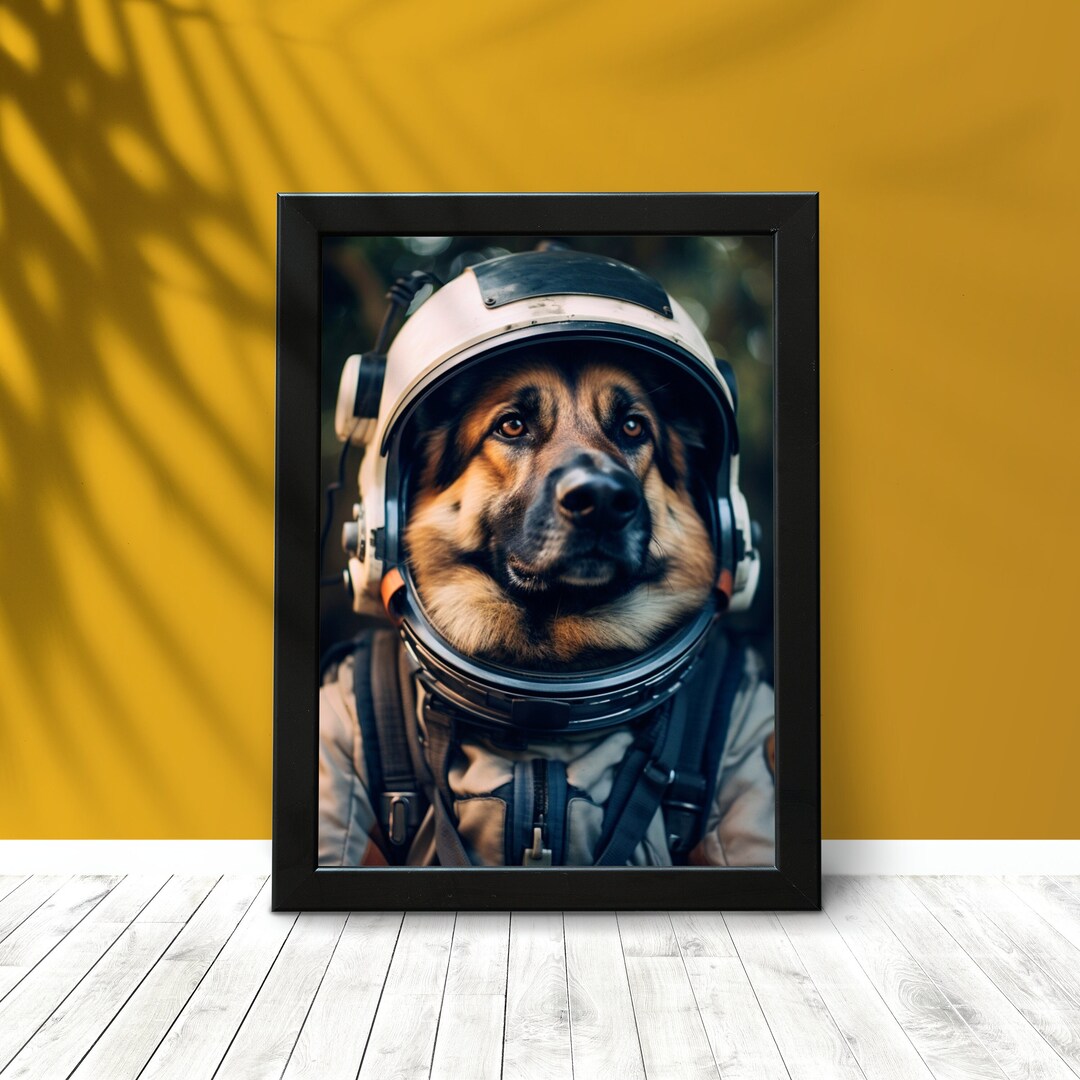 German Shepherd Poster | Dog Astronaut | Dog Art Decor | Shepherd Print | Pet Art | K9 Wall Art ...
