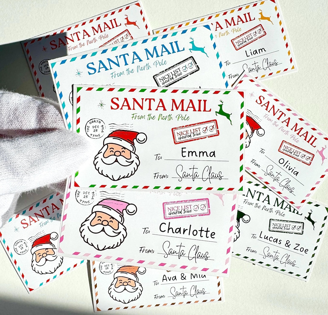 Personalized From Santa Labels, Christmas Gift Tags/labels/stickers, 9 ...
