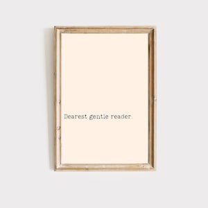 Bridgerton Book Nook Quote Art Print, Dearest Gentle Reader Print ...