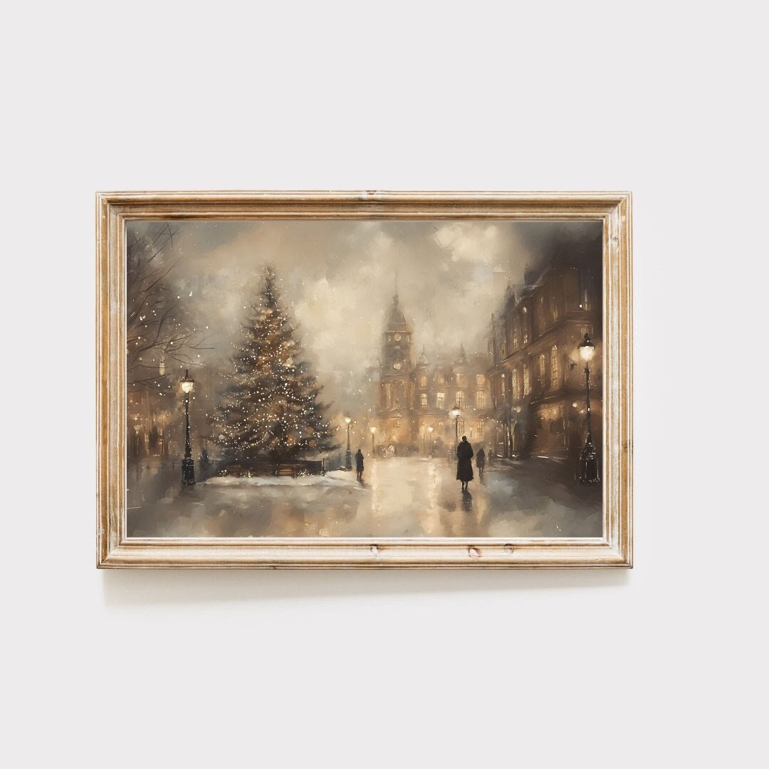 Victorian Christmas Town Art Print, Holiday Decor, Christmas Wall Art ...