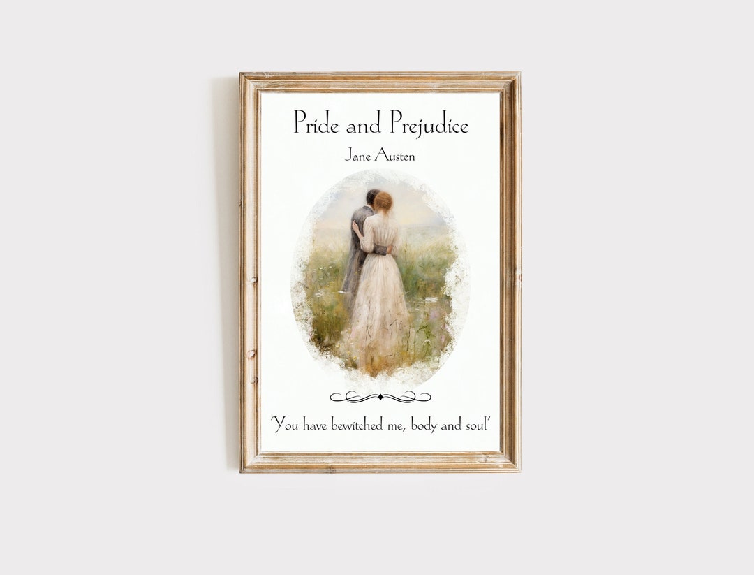 Pride and Prejudice Book Cover Poster Art, Jane Austen Art, Cottagecore ...