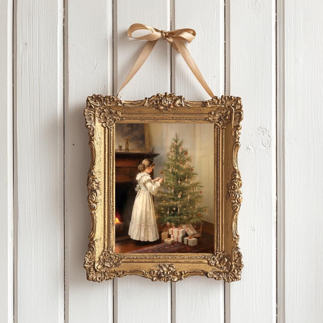 Victorian Christmas Tree Art Print, Holiday Wall Art, Christmas Decor ...