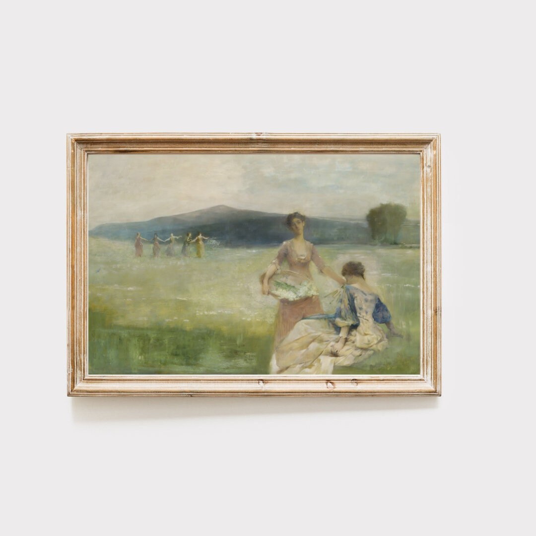 Vintage Nymph Dancing Wall Art - Renaissance Dress, Cottagecore Art ...