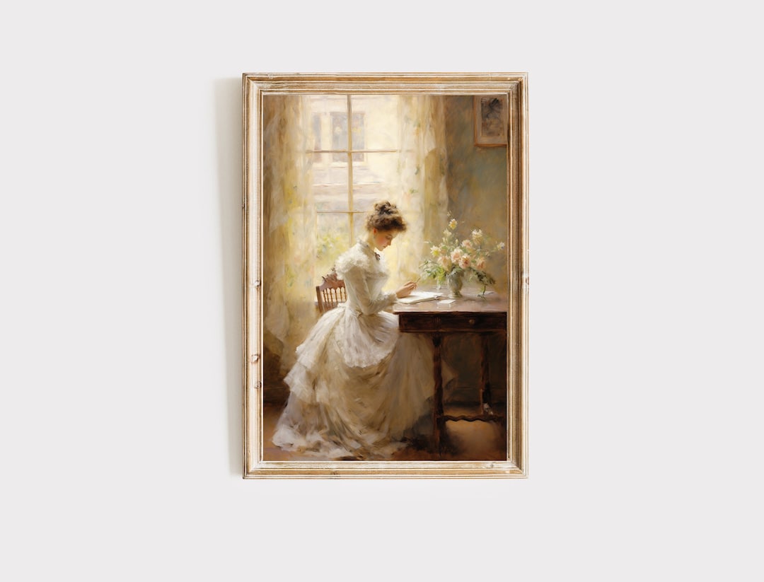 Victorian Women Reading Art Print, Vintage Wall Decor, Antique Oil ...
