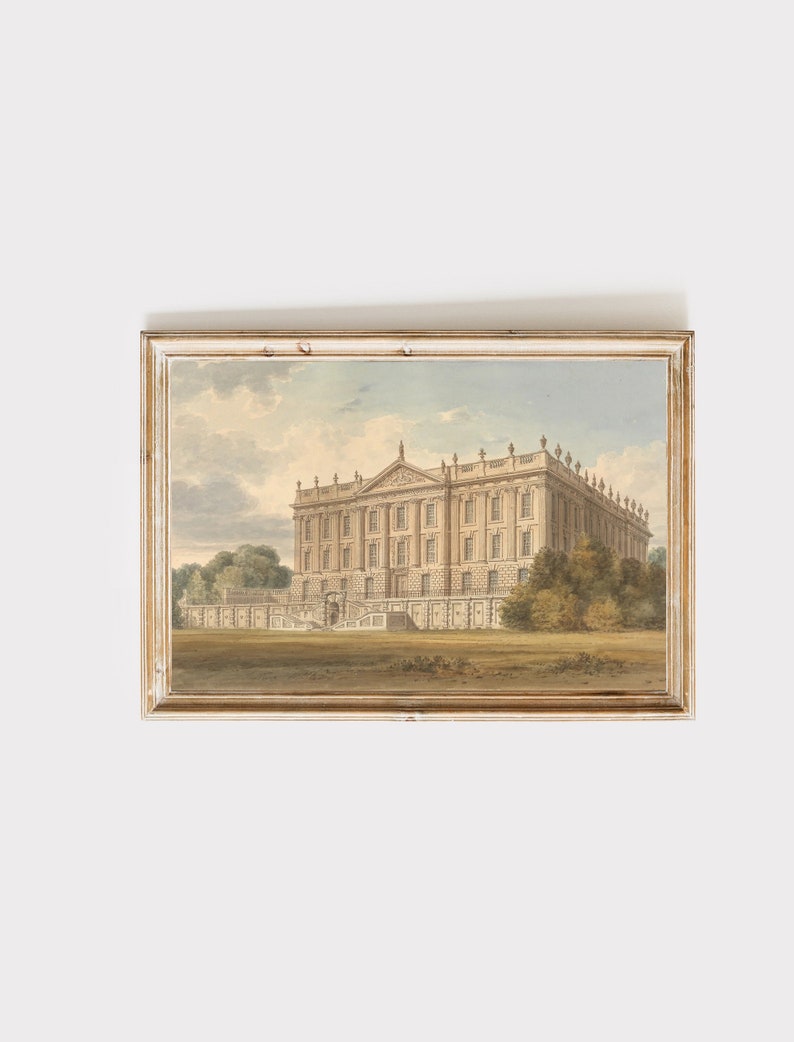 Pride and Prejudice Pemberley Manor Art Print, Chatsworth House ...