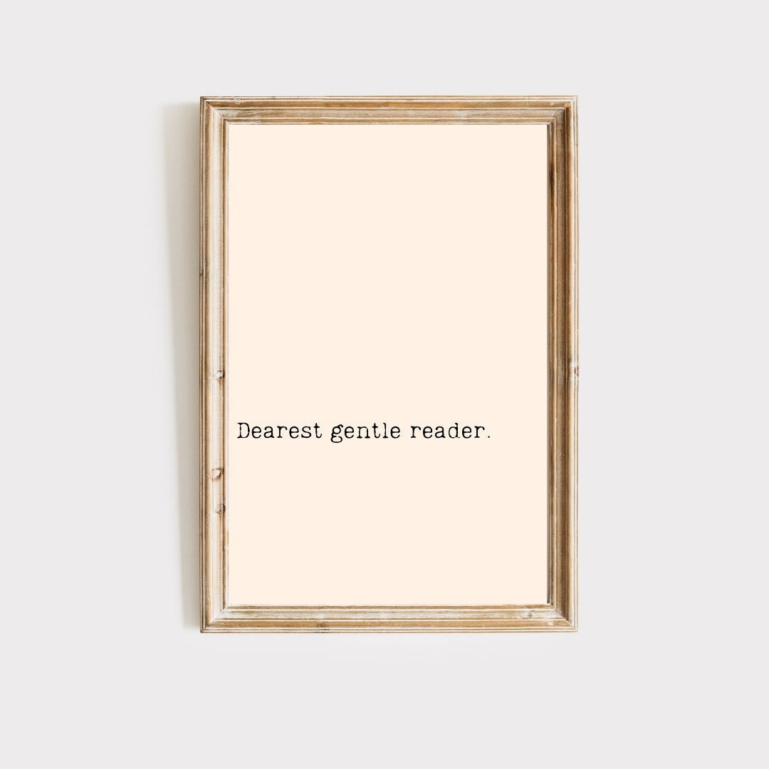 Book Nook Quote Art Print, Dearest Gentle Reader Print, Booknook ...