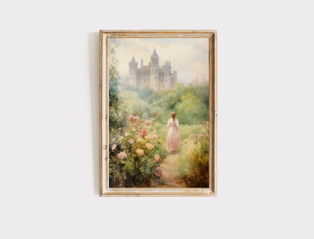 Cottagecore Rose Garden Art Print, Vintage Printable Art Wall Decor ...