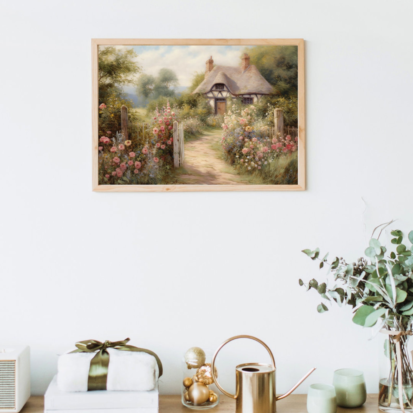 Cottagecore Art Print of an English Cottage and Garden, Vintage Decor ...