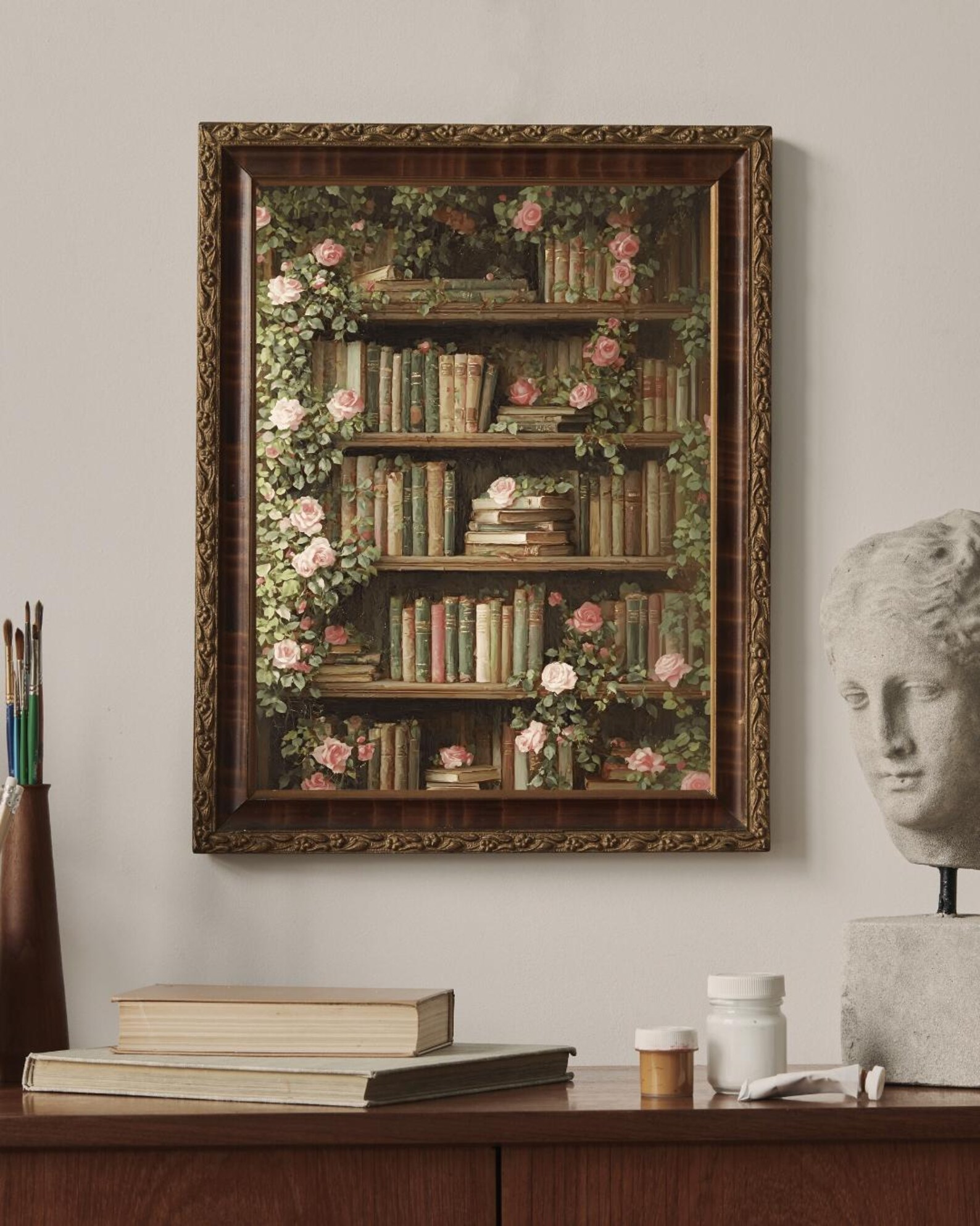 Coquette Book Shelf Art Print, Book Nook Decor, Reading Nook ...
