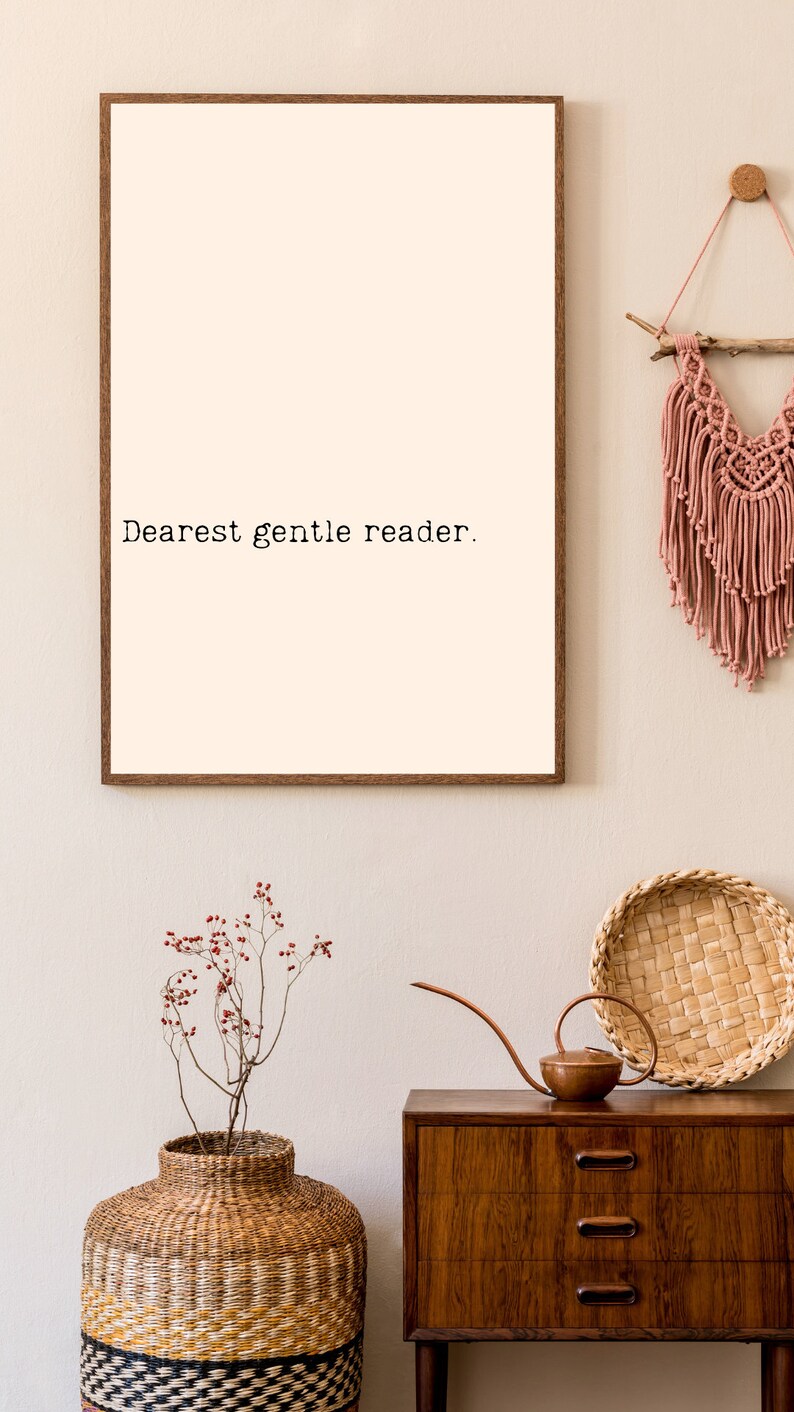 Book Nook Quote Art Print, Dearest Gentle Reader Print, Booknook ...