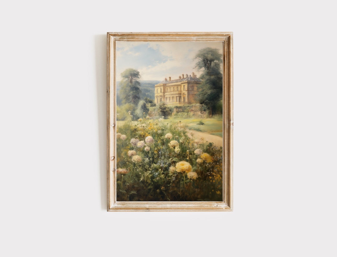 Pride and Prejudice Pemberley Manor Art Print, Cottagecore Wall Decor ...