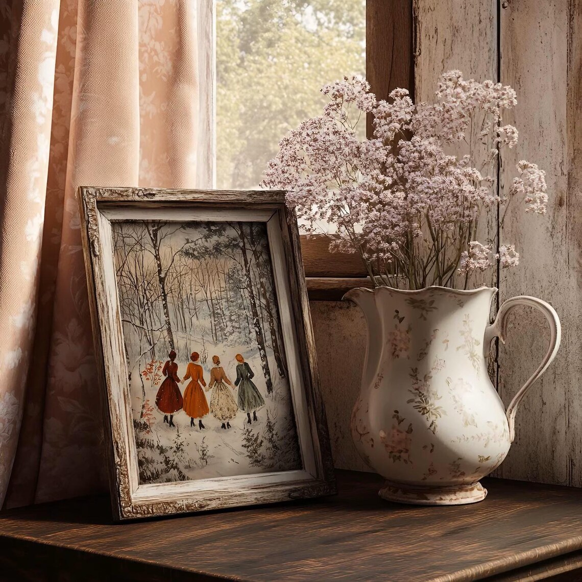 PHYSICAL PRINT Little Women Winter Print, Cottagecore Art, Classic Book ...