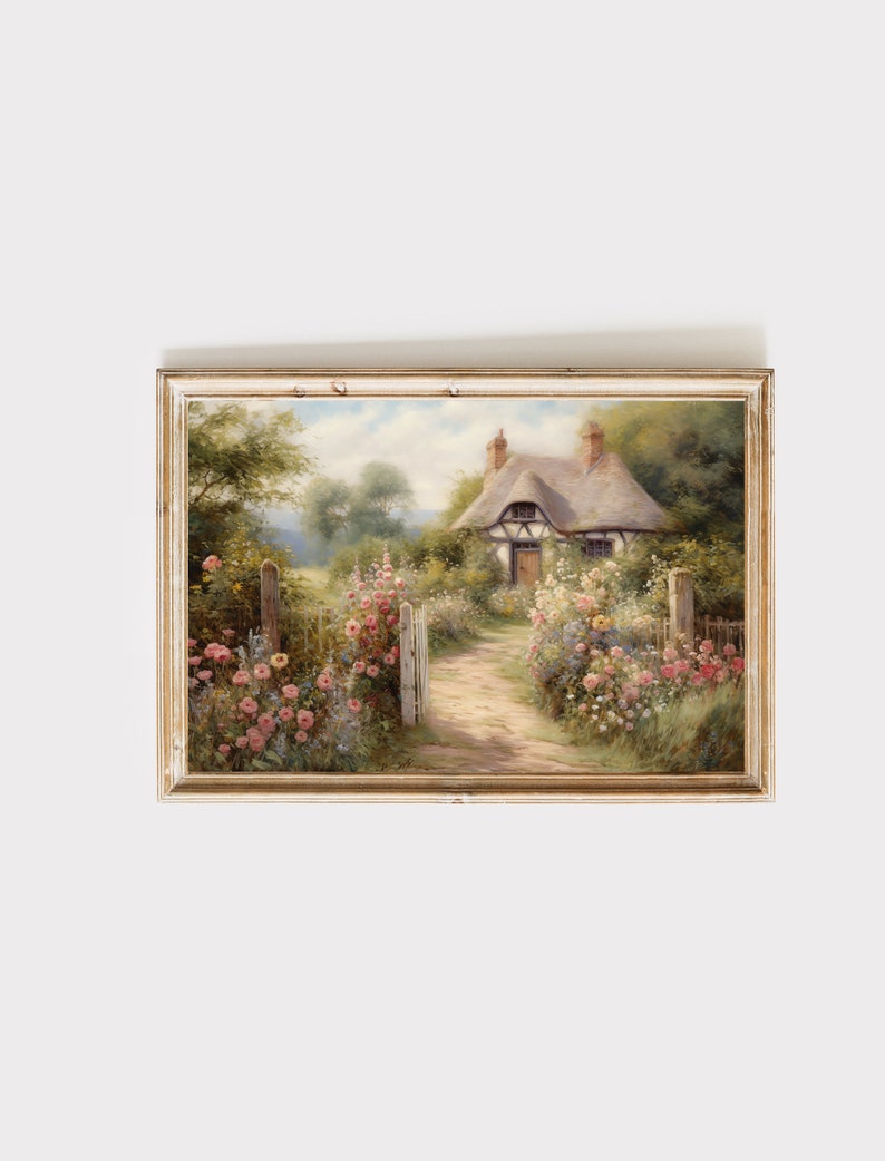 Cottagecore Art Print of an English Cottage and Garden - Etsy