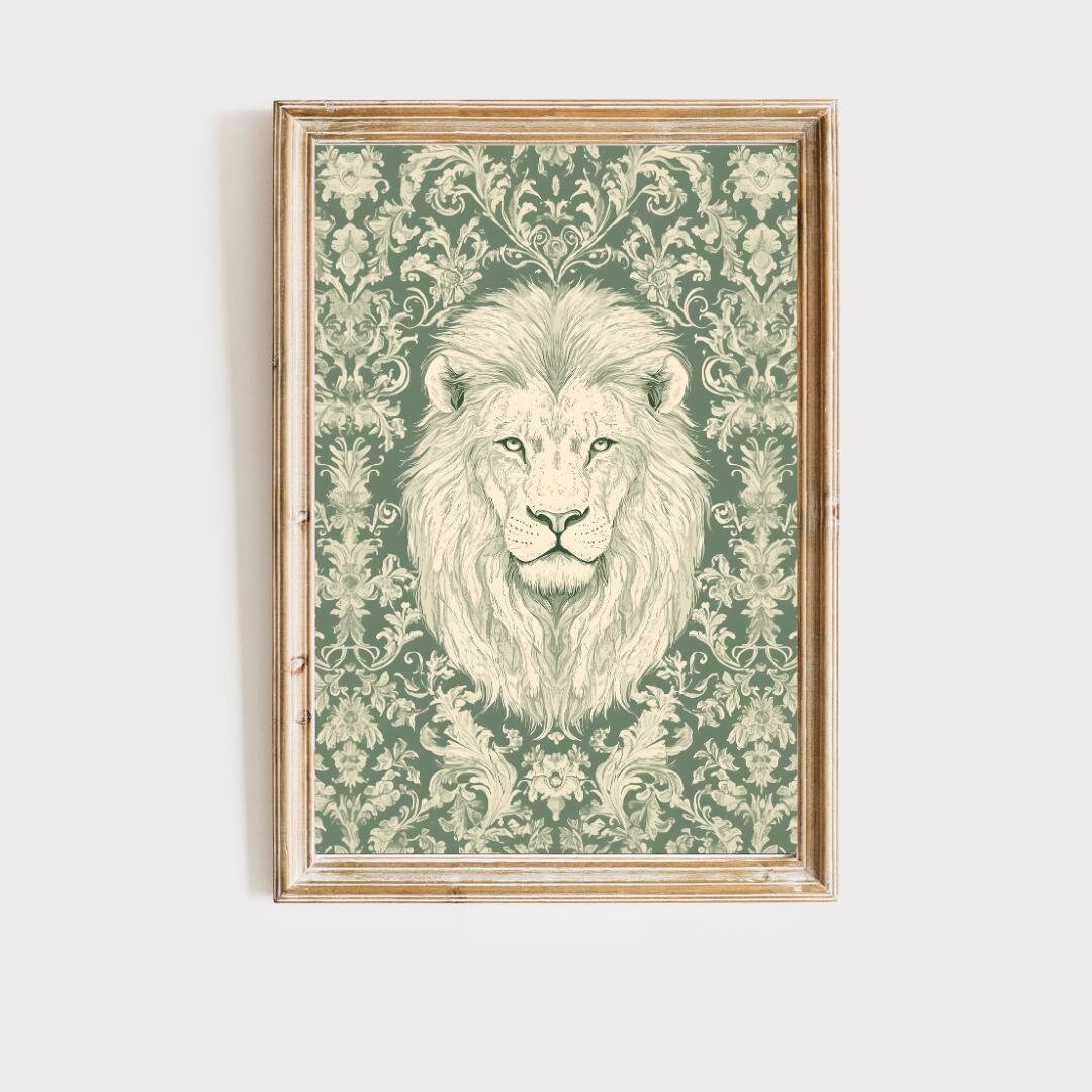 Narnia Aslan Art Print, Sage Green Wall Art Print, William Morris Art ...