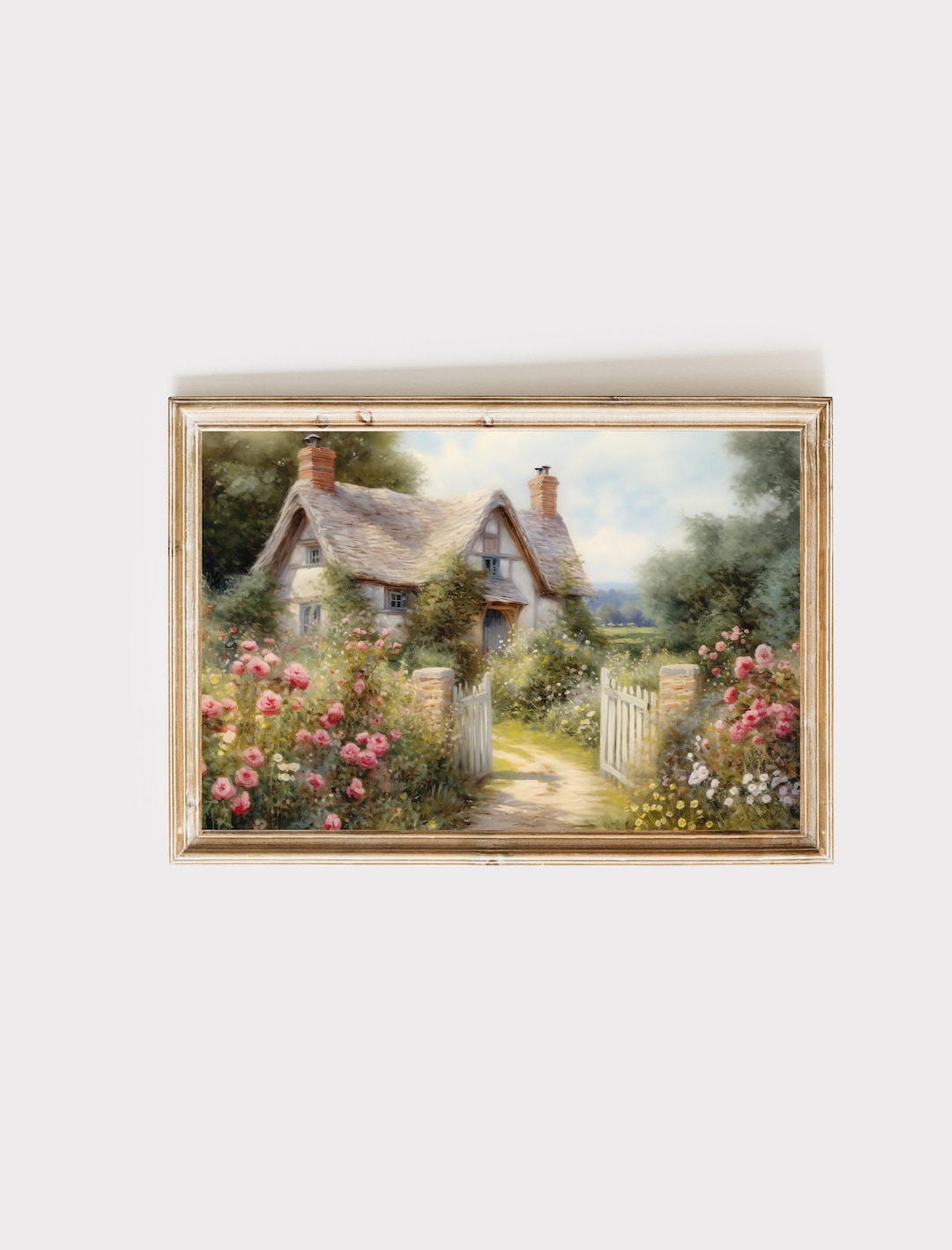 Cottagecore Art Print of an English Cottage and Garden, Flower Cottage ...
